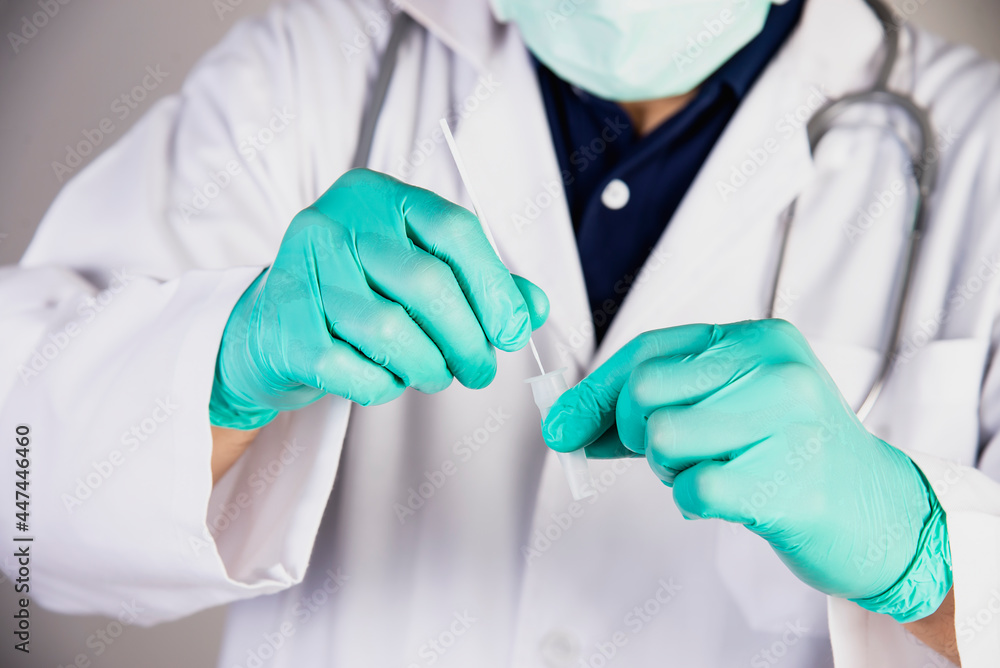 Doctor doing rapid antigen test Covid -19 self repid test set Stock ...