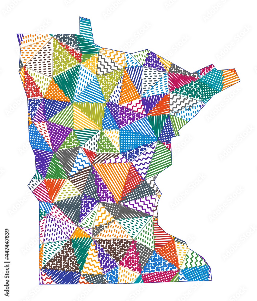 Kid style map of Minnesota. Hand drawn polygons in the shape of ...