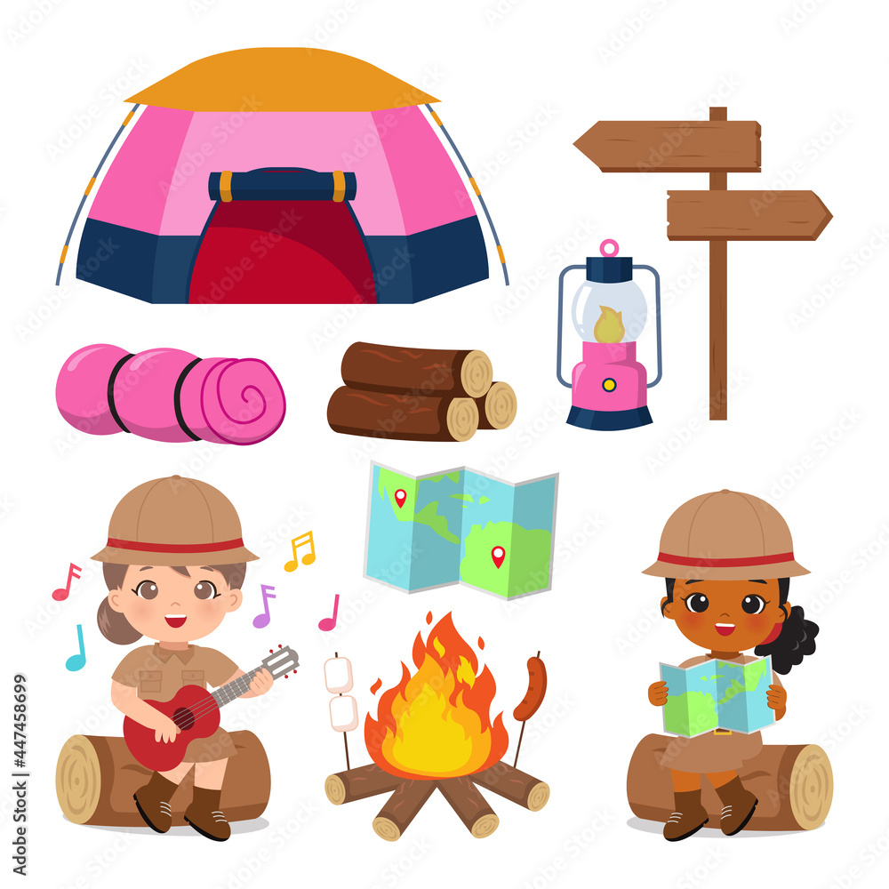 Girl Camping Clip Art