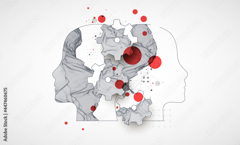 Topography in the contour. The human head is made in the style of a ...