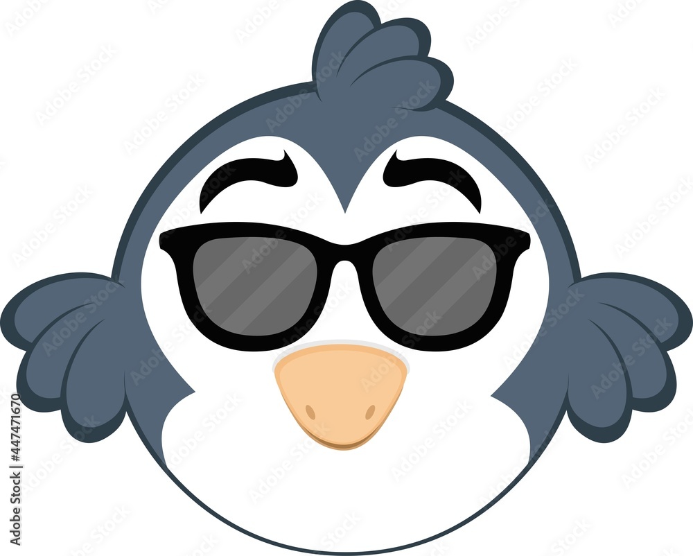 Vector emoticon illustration of a cartoon bird with sunglasses Stock ...