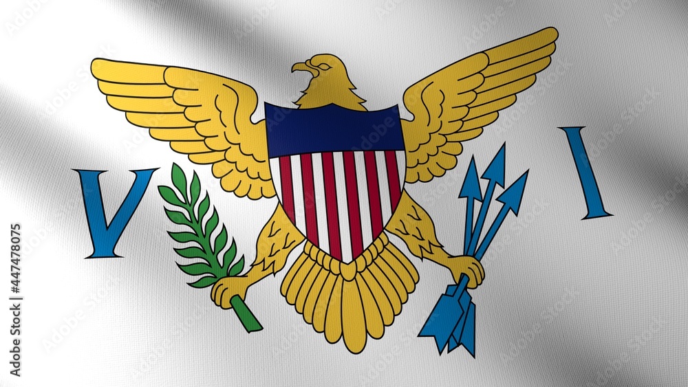 Flag of The United States Virgin Islands. Flag's images are rendered in ...