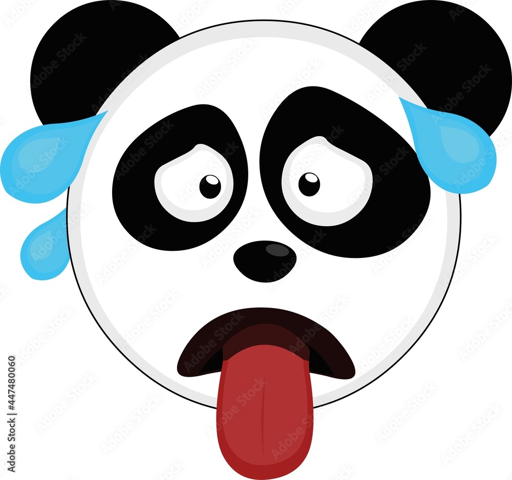 Vector emoticon illustration of the face of a cartoon panda bear ...