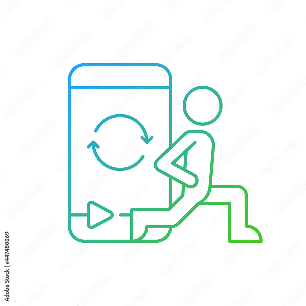 Online fitness circuit training gradient linear vector icon. Whole body ...