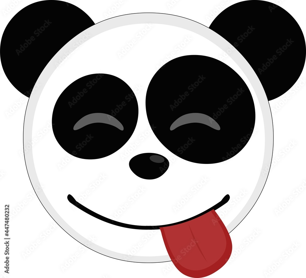 Vector emoticon illustration of a cartoon panda's face with a happy ...