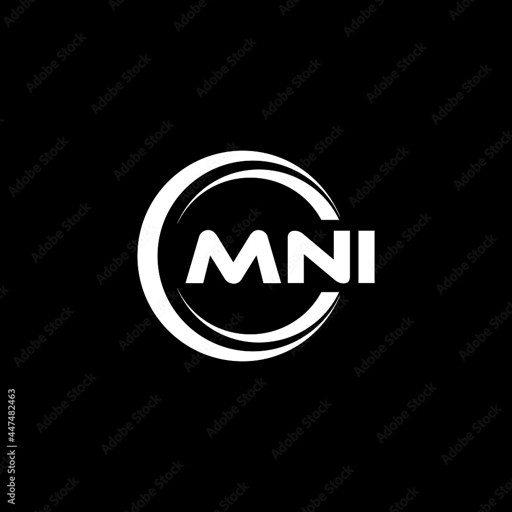 MNI letter logo design with black background in illustrator, cube logo ...