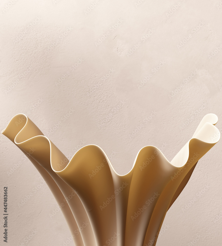 Wavy organic abstract shape cloth element 3d rendering for cosmetic ...