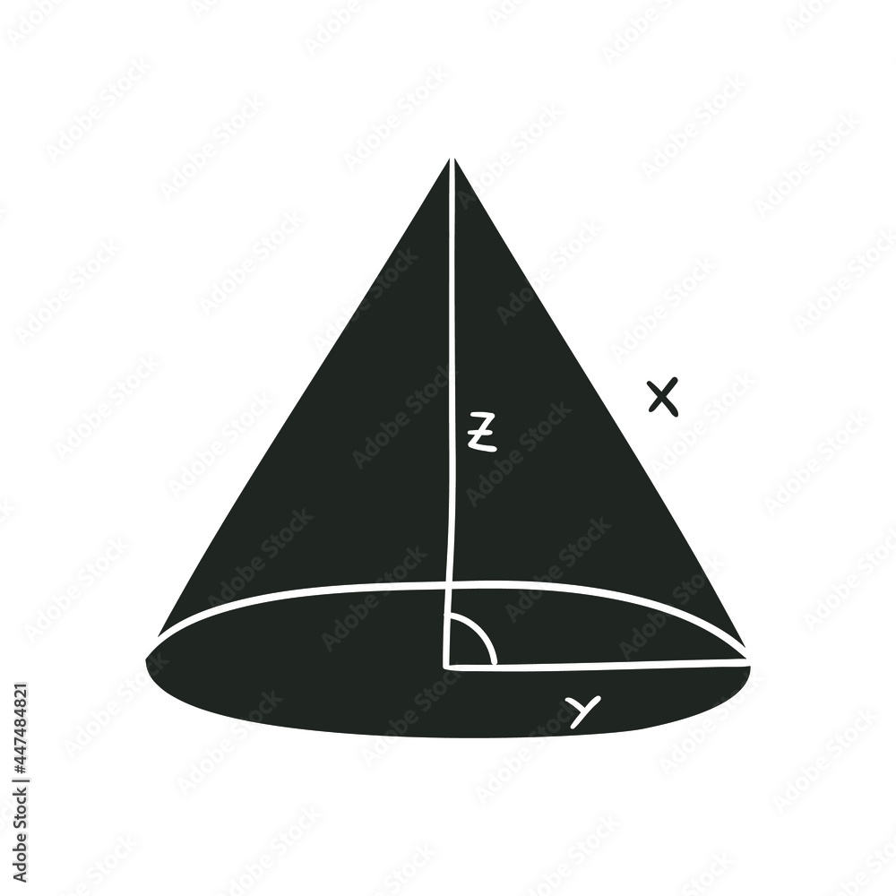 Cone Geometry Icon Silhouette Illustration. Mathematics Vector Graphic ...