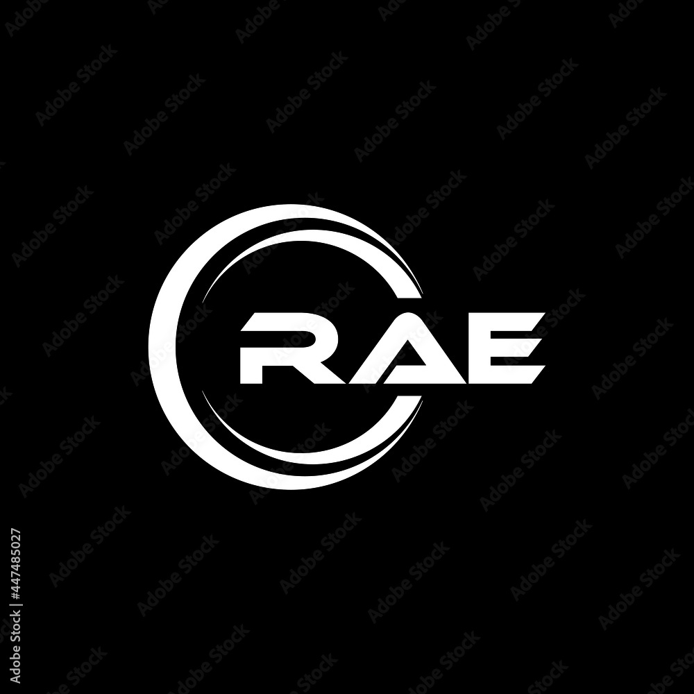 RAE letter logo design with black background in illustrator, cube logo ...