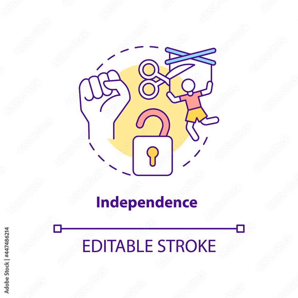 Independence and autonomy concept icon. Humanitarian aid political ...