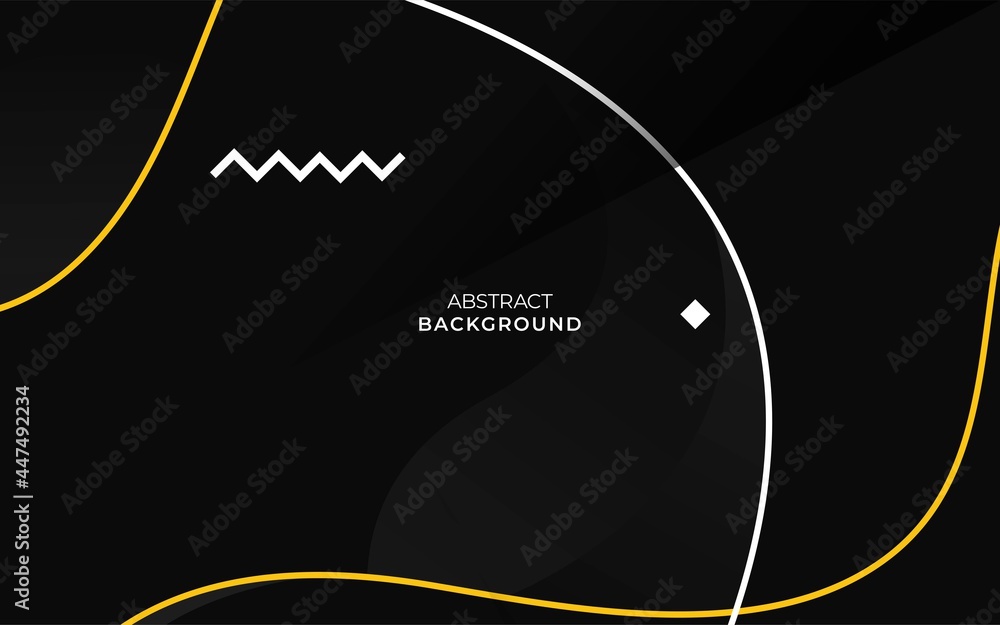 modern abstract black shape background with yellow line Stock Vector ...