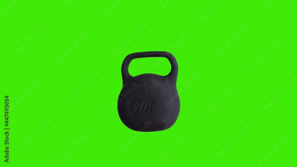 Gym kettlebell on a green screen - chromakey background. 3d rendering ...