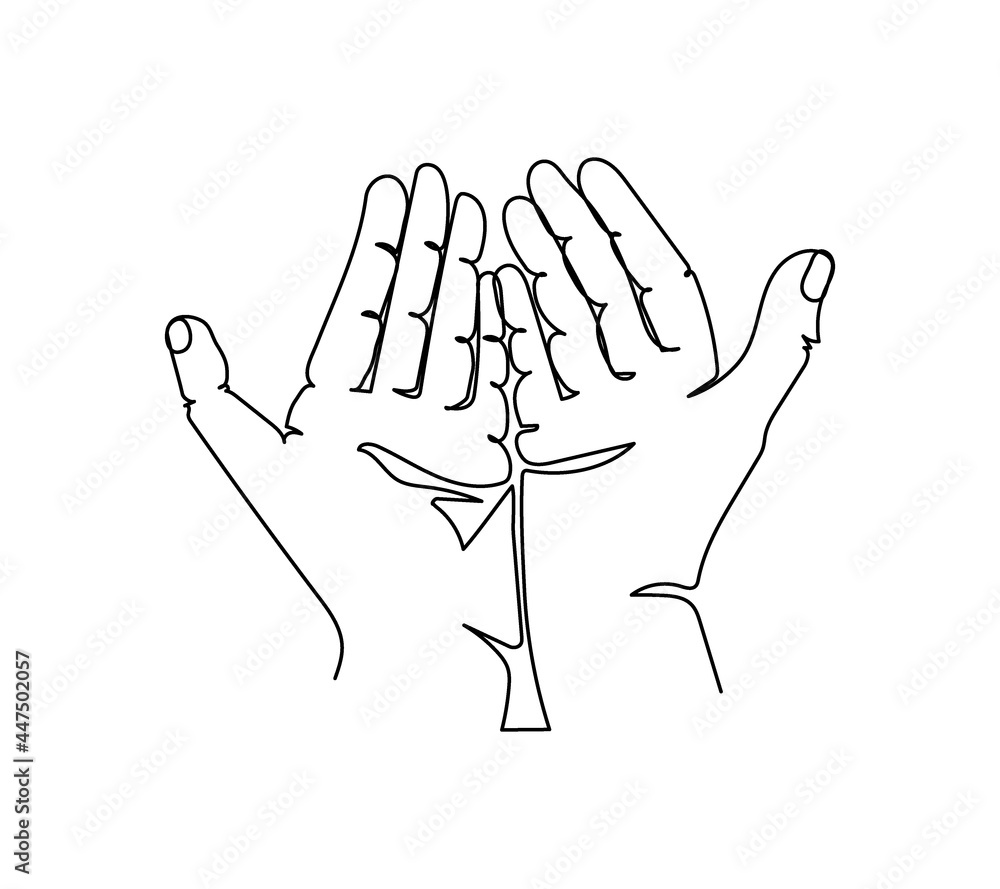 Hands giving gesture one line art. Continuous line drawing of gesture ...