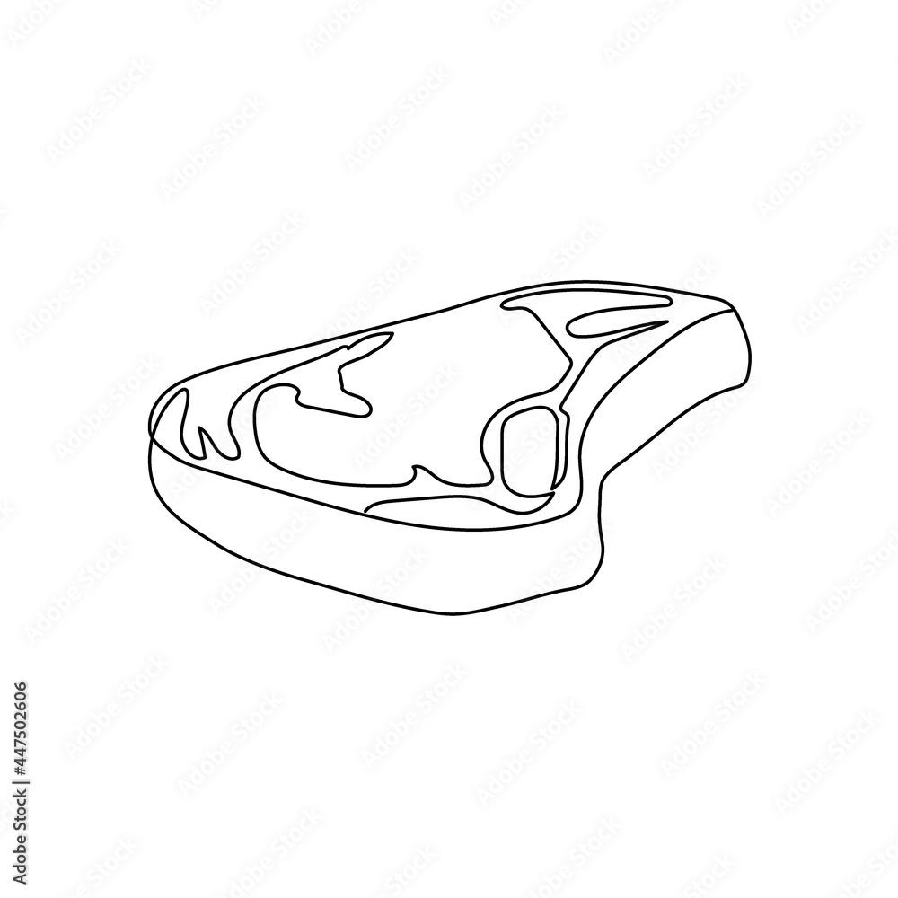 Steak continuous line drawing. One line art of veal, pork, beef, veal ...