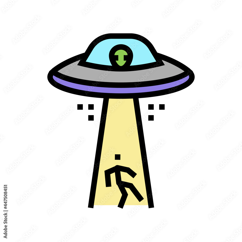 alien abduction color icon vector. alien abduction sign. isolated ...