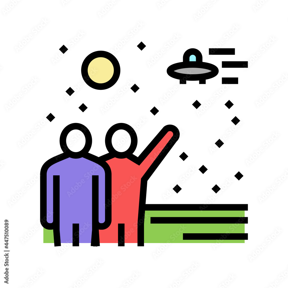 flying saucer in sky color icon vector. flying saucer in sky sign ...