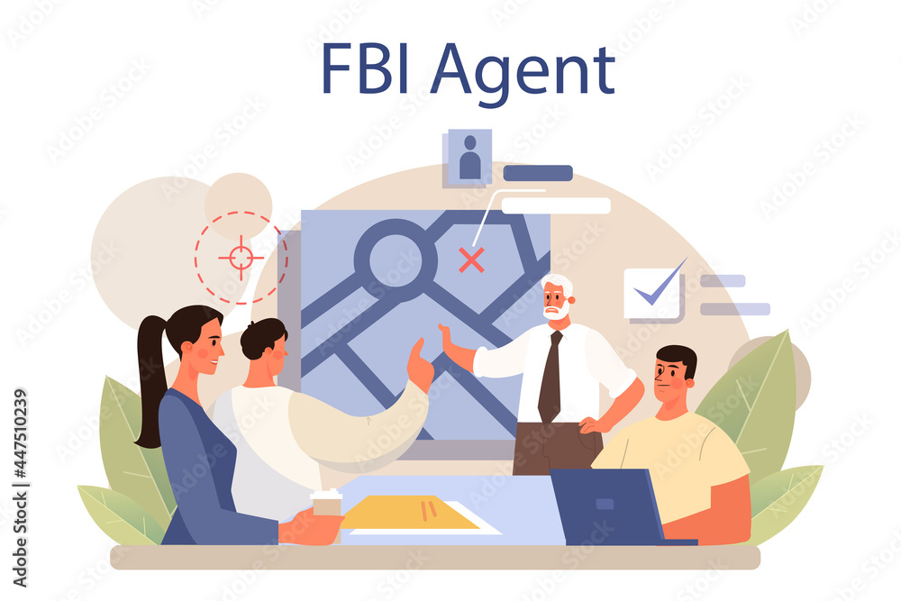 FBI agent concept. Police officer or inspector investigating crime ...