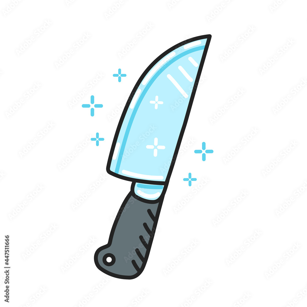 Cute funny kitchen chef knife character. Vector flat line cartoon ...