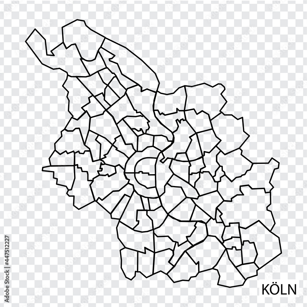 High Quality map of Cologne is a city The Germany, with borders of the ...
