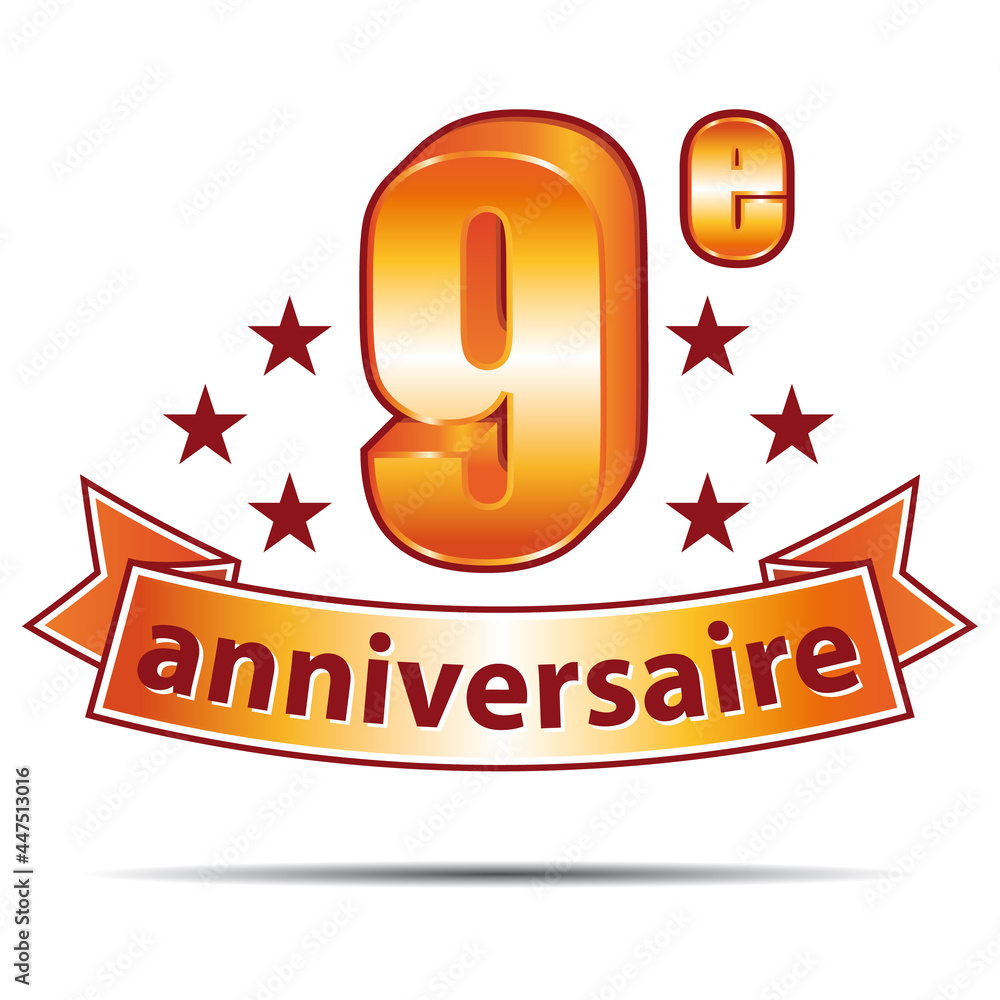 Vetor de Neuvième anniversaire ! Joyeux anniversaire. Célébration des ...