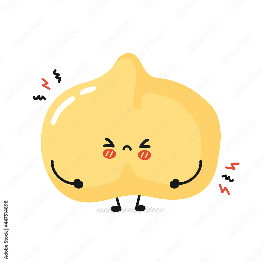 Cute funny sad chickpea bean character. Vector flat cartoon kawaii ...
