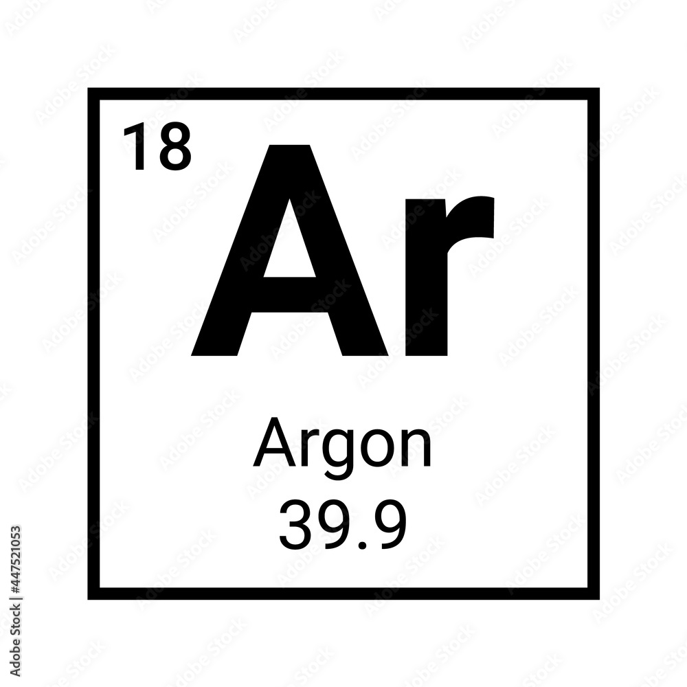 Argon periodic table element symbol. Chemistry argon atom sign Stock ...