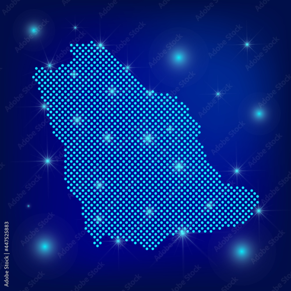 Saudi Arabia map in blue. Dotted map. Dots Saudi Arabia map with ...