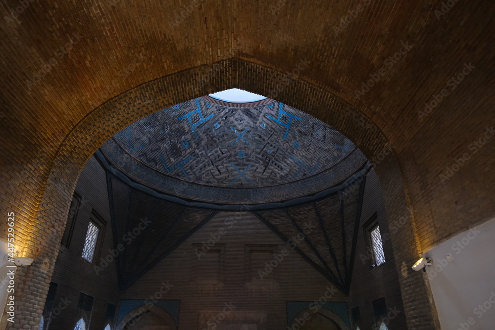 Inside the madrasa with fine minarets (ince minareli medrese) and domes ...