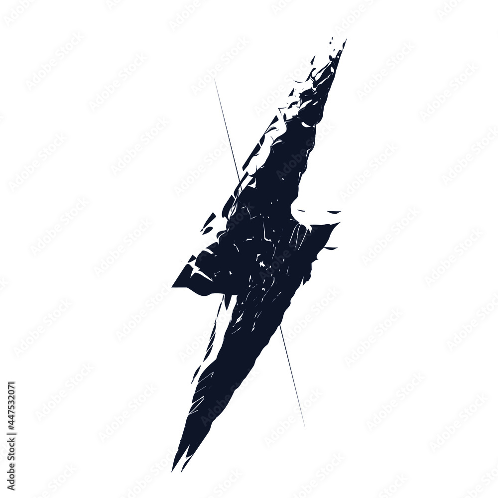 Vecteur Stock Lightning bolt logo icon sign Hand drawn grunge sketch ...