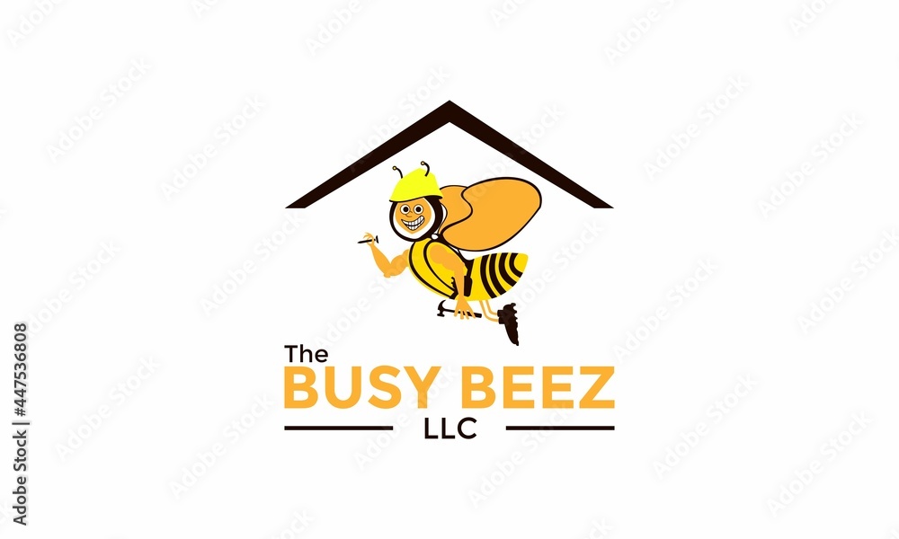 logo the busy beez construction Stock Vector | Adobe Stock