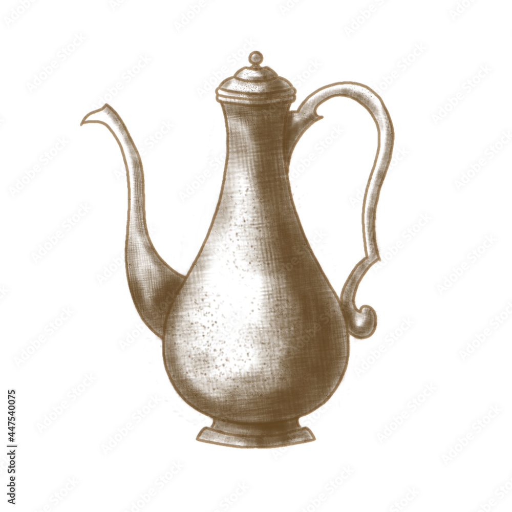 Old Retro high Teapot on a white isolated background. Tea making ...