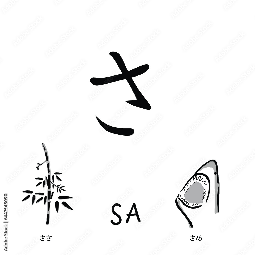 Japanese alphabets illustration Hand drawn sketch drawing. Japanese ...