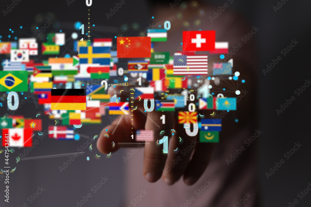 Global communication and international messaging concept, national ...