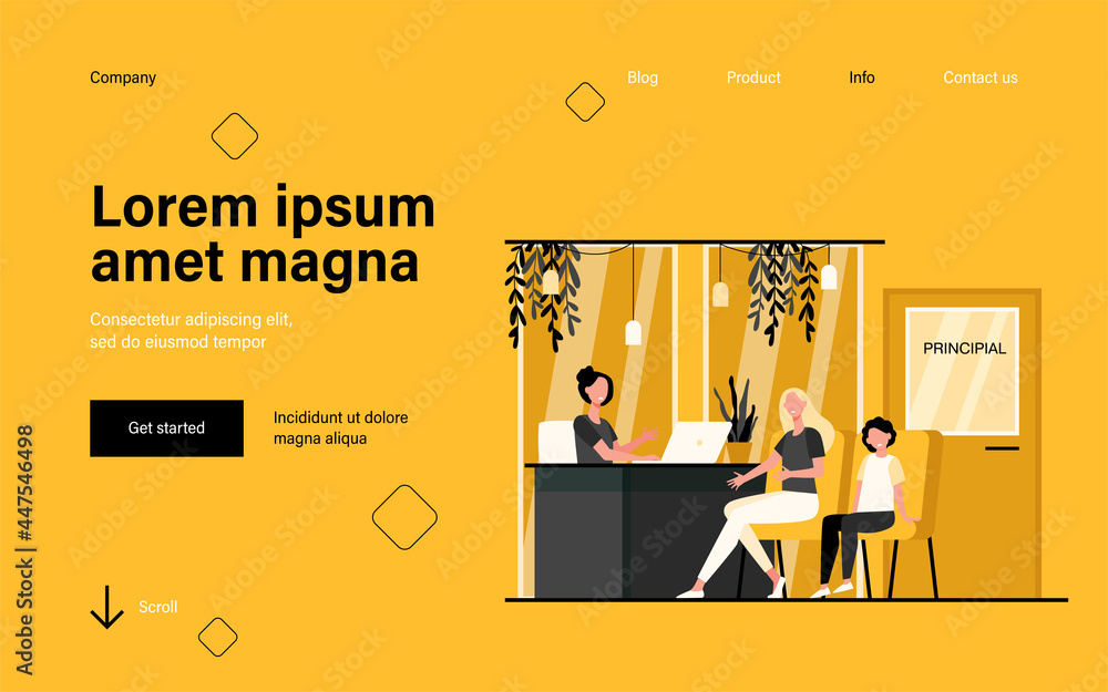 Unhappy mom talking with angry principal director about son isolated ...