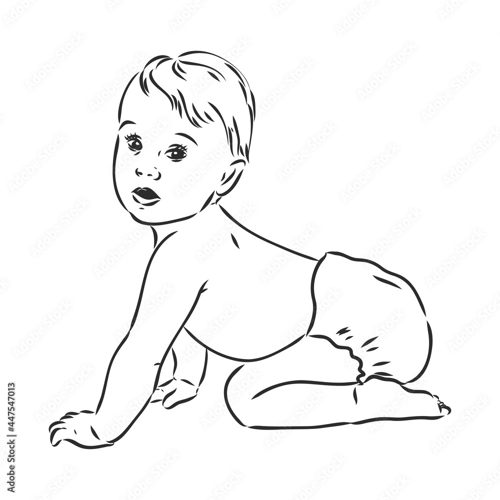 Baby figure. Front, side and back view. Beautiful body boy, character ...