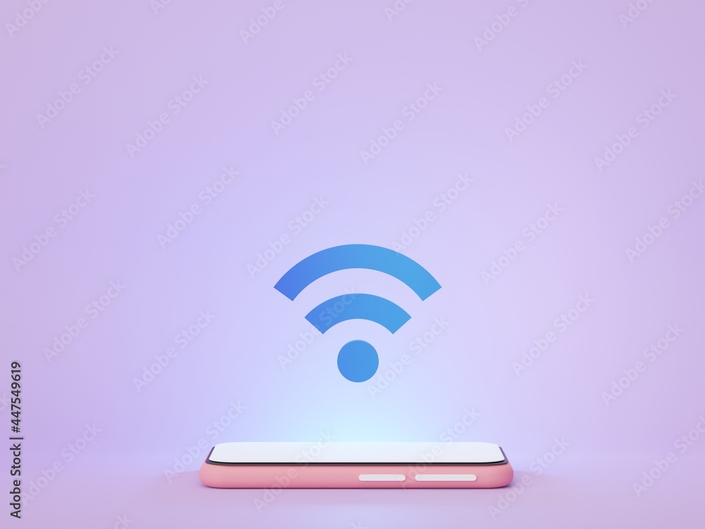 3d render Wireless network connection to device. User interface for web ...
