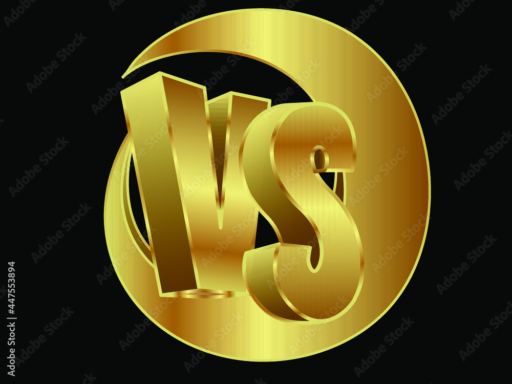 volumetric, gold, letter symbols v and s for prints on banners ...