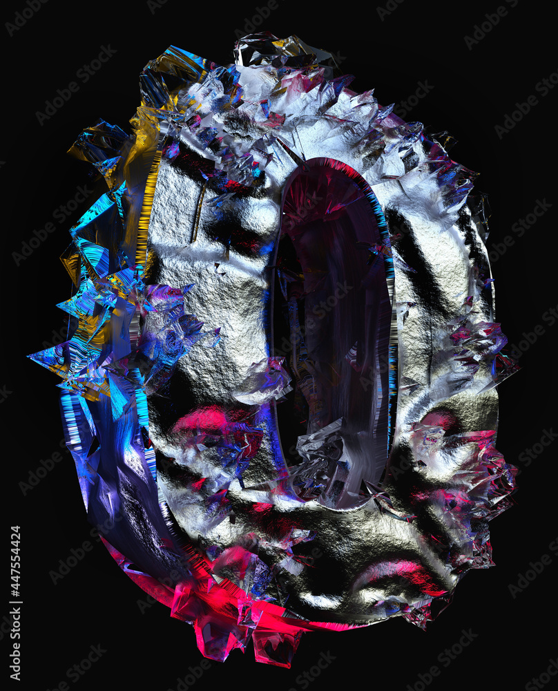 3d render of abstract art 3d fantasy font letter number zero null in ...