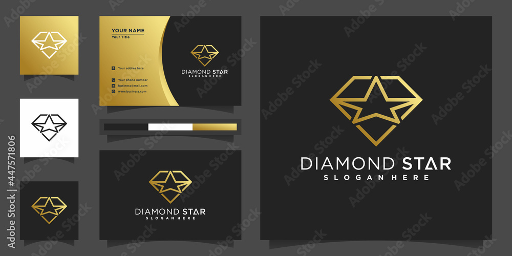 Diamond star logo with golden gradient colours concept and business ...
