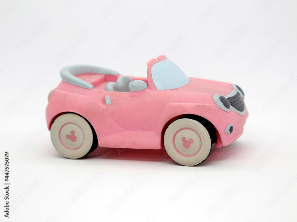 Minnie Mouse pink car. Toy. Cartoon character from Walt Disney Pictures ...