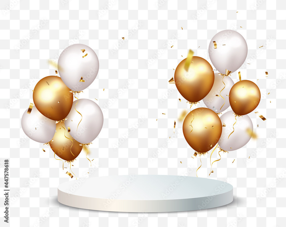 winner podium with Gold confetti celebration on transparent background ...