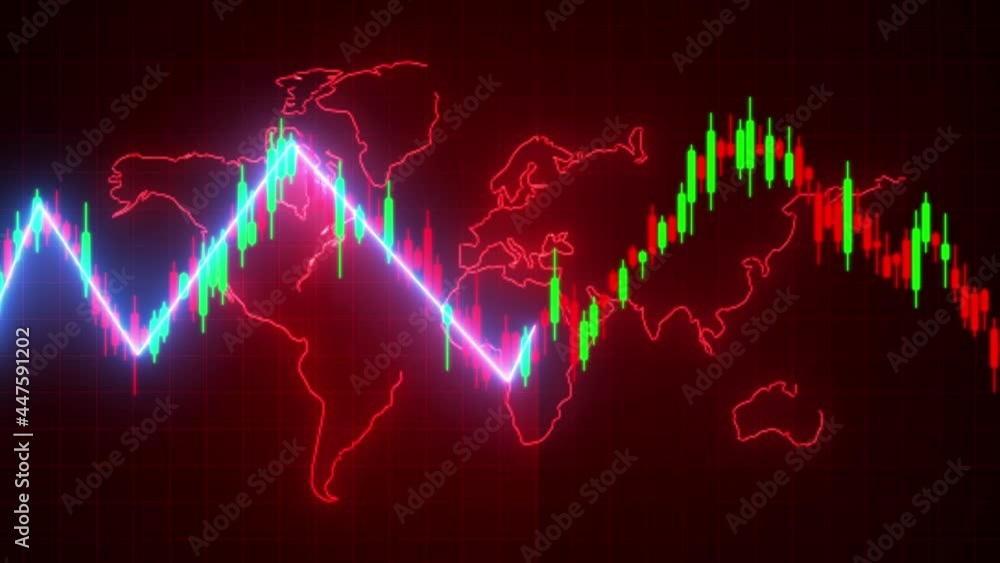 Motion of red green candle stick graph chart of stock market trading ...