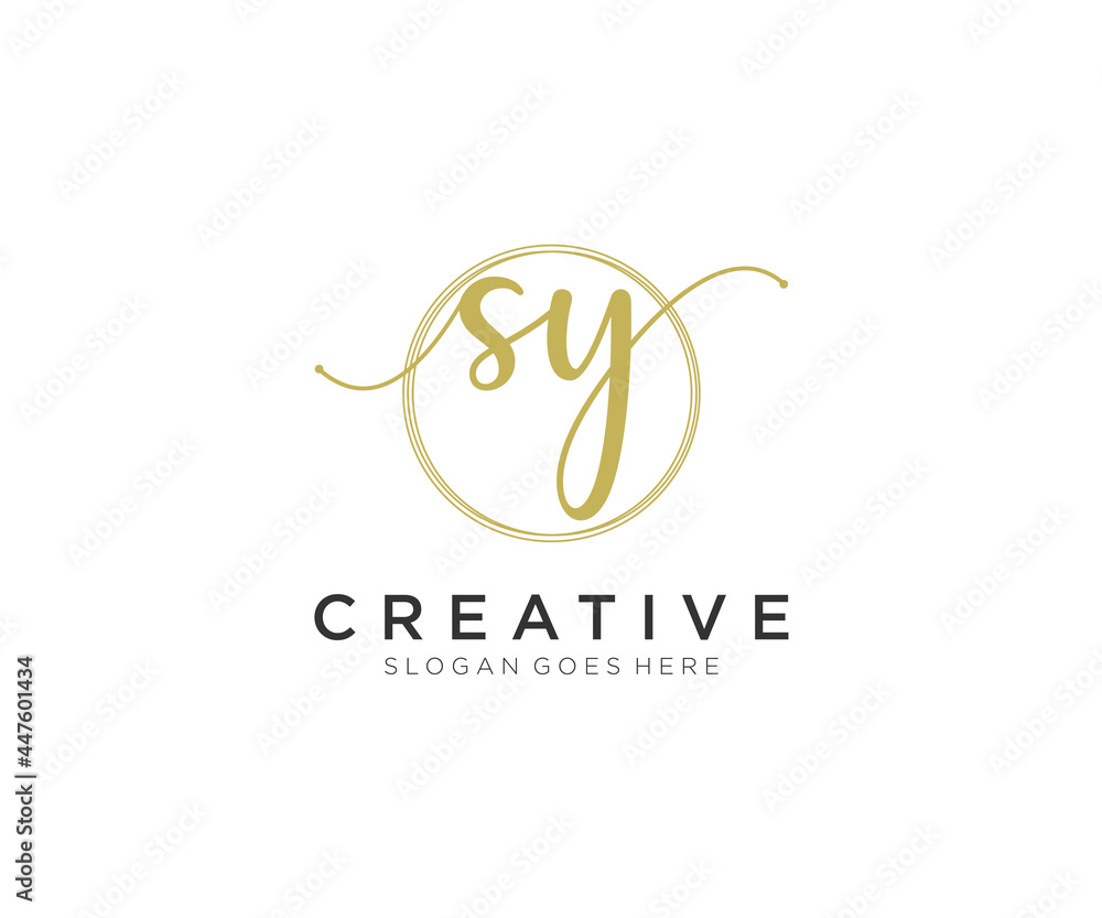 initial SY Feminine logo beauty monogram and elegant logo design ...