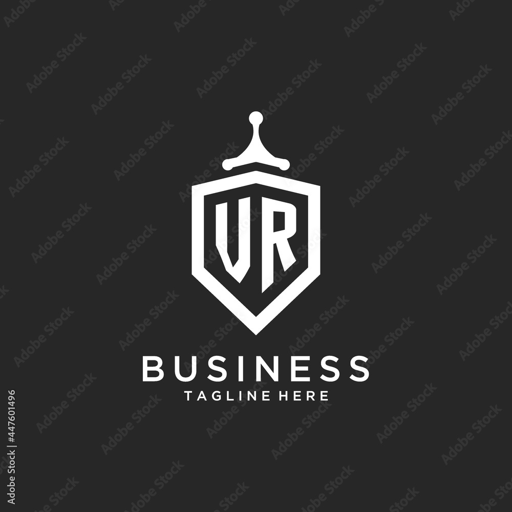 VR monogram logo initial with shield guard shape design Stock Vector ...