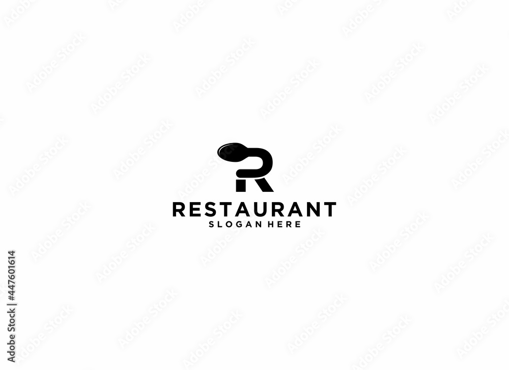restaurant logo with the letter R combined with a spoon so that it ...
