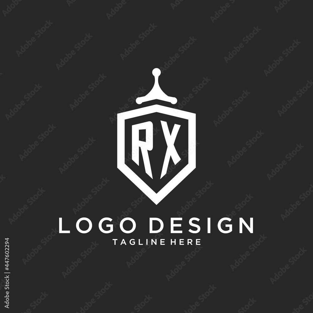 RX monogram logo initial with shield guard shape design Stock Vector ...