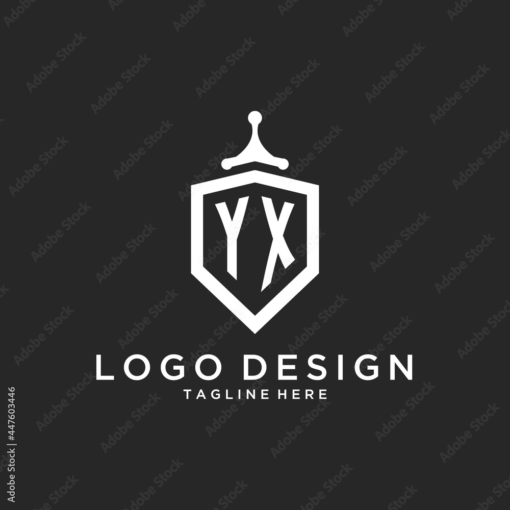 YX monogram logo initial with shield guard shape design Stock Vector ...