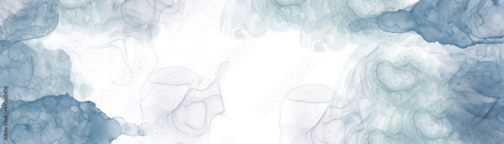 Watercolor abstract background. Light navy watercolor banner. header ...
