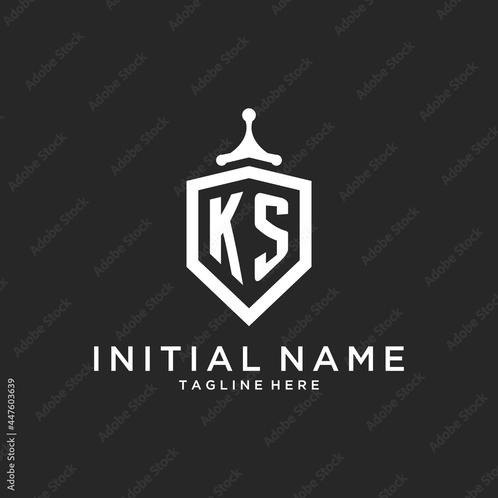 KS monogram logo initial with shield guard shape design Stock Vector ...