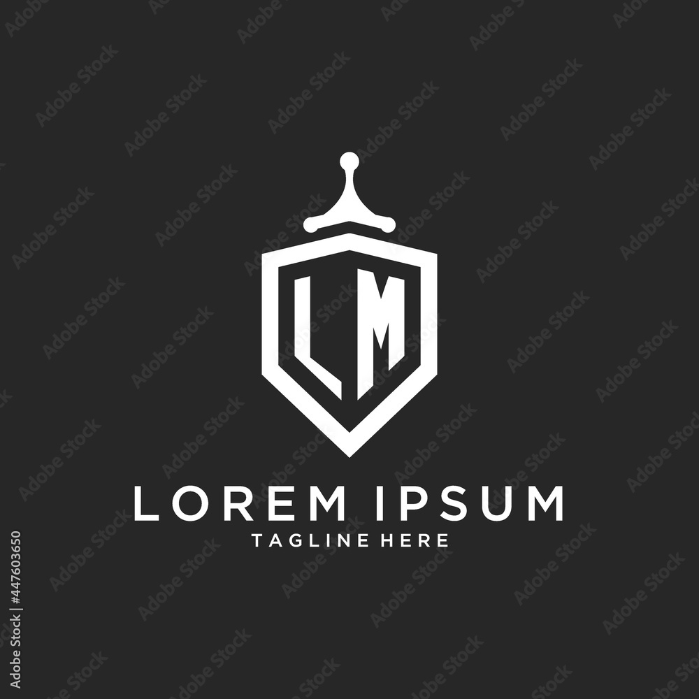 LM monogram logo initial with shield guard shape design Stock Vector ...